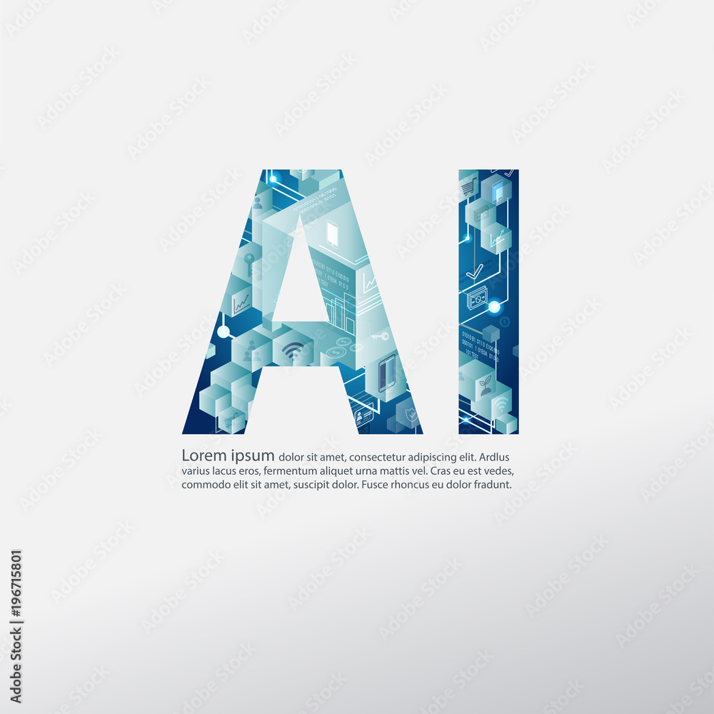 AI Artificial Intelligence letter. futuristic concept. Stock Vector ...