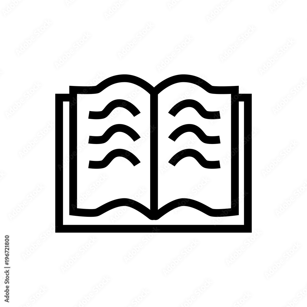open book outlined vector icon. Outlined symbol of open textbook ...
