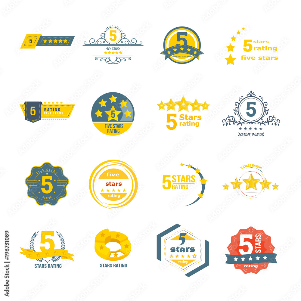 Set, collection of various design elements in form of rating. Stock ...
