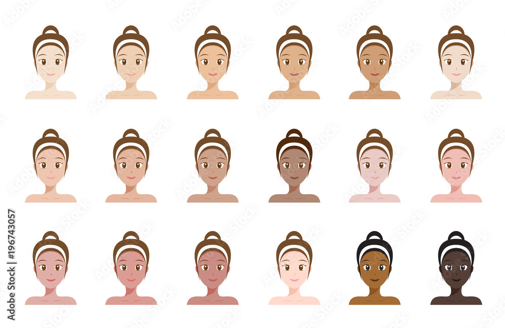 skin tone color index . face of women vector Stock Vector | Adobe Stock
