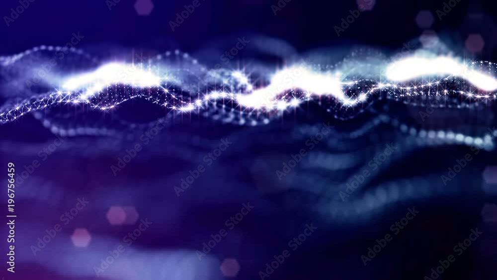 3d rendering background with particles and depth of field. Loop ...