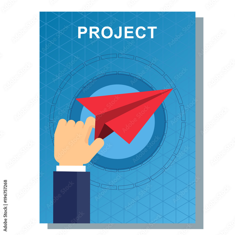 Project concept in business poster design. Paper plane. Flat vector ...