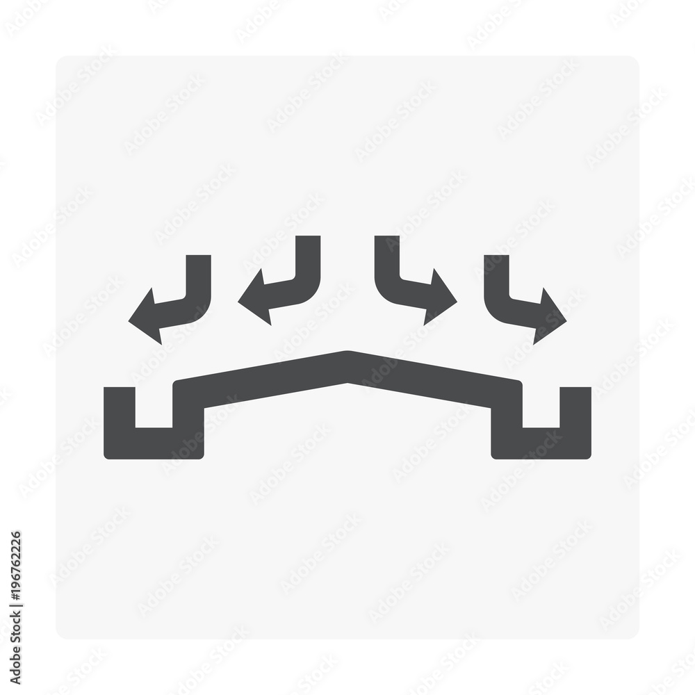 Rain gutter vector icon. Also called eavestrough, eaves-shoot or ...