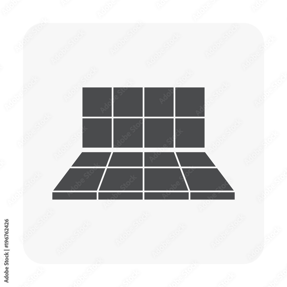 Tile floor and wall inside room vector icon design in perspective view ...
