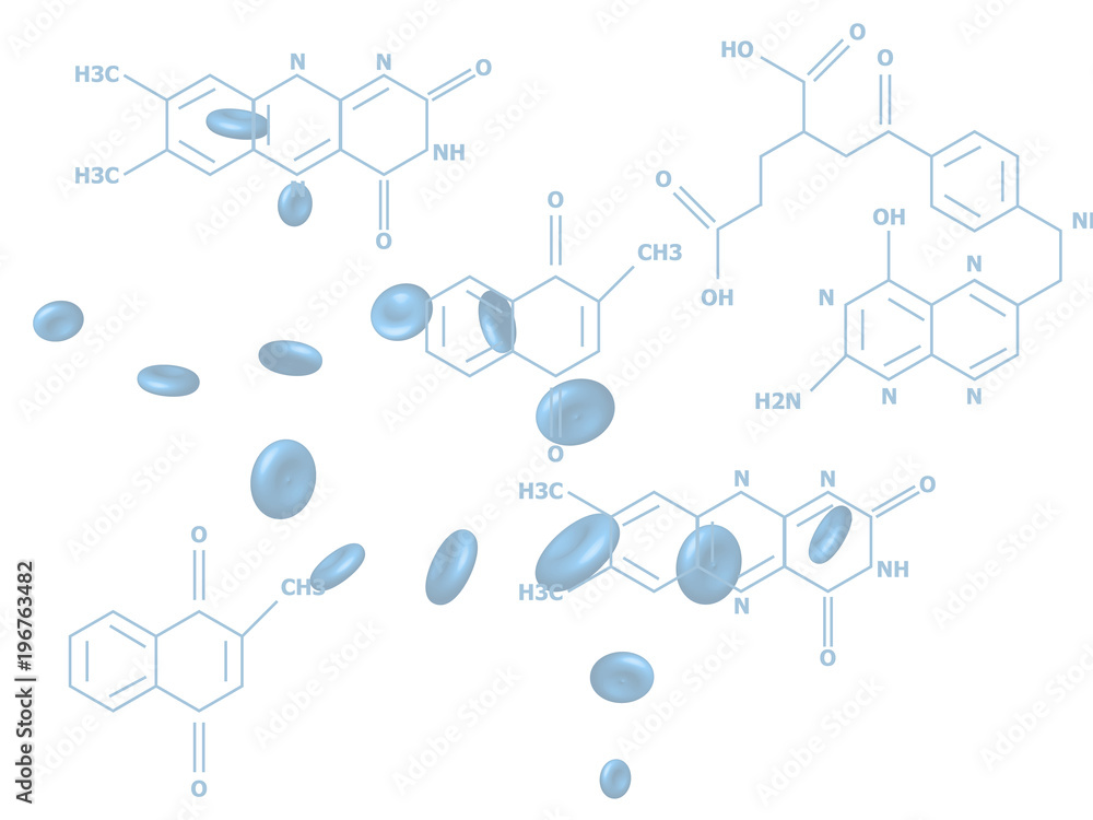 Blood cells and chemistry formula represent medical and health care ...