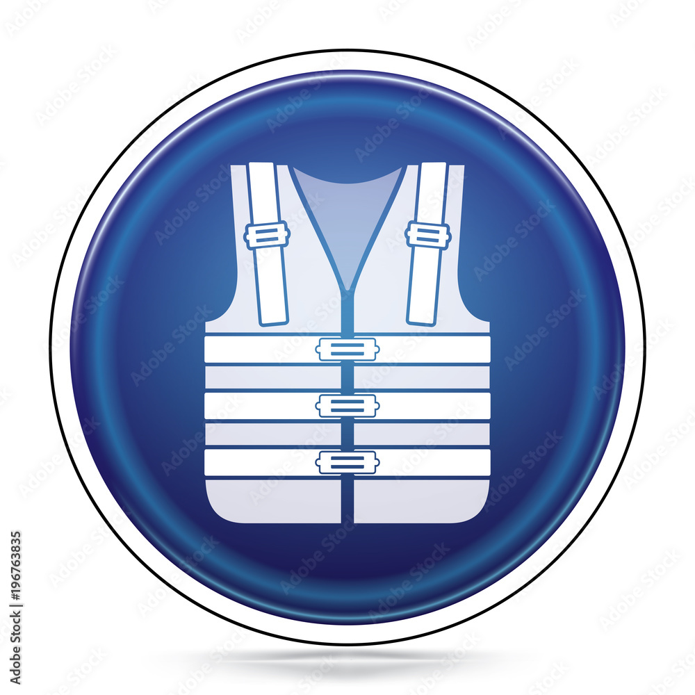 International Mandatory Life Jacket Symbol,Blue warning icon isolated ...