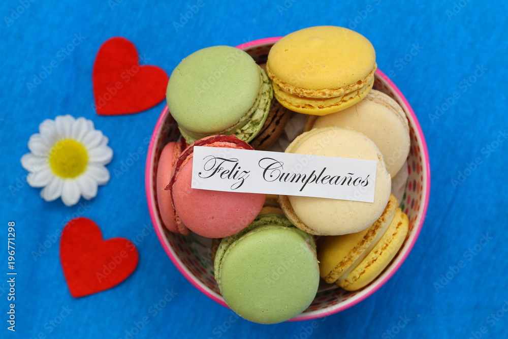 Feliz cumpleanos (happy birthday in Spanish) card with colorful ...