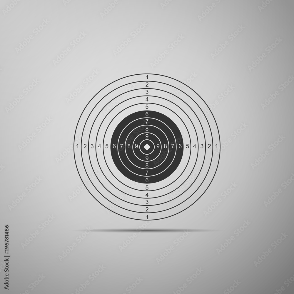 Target sport for shooting competition icon isolated on grey background ...