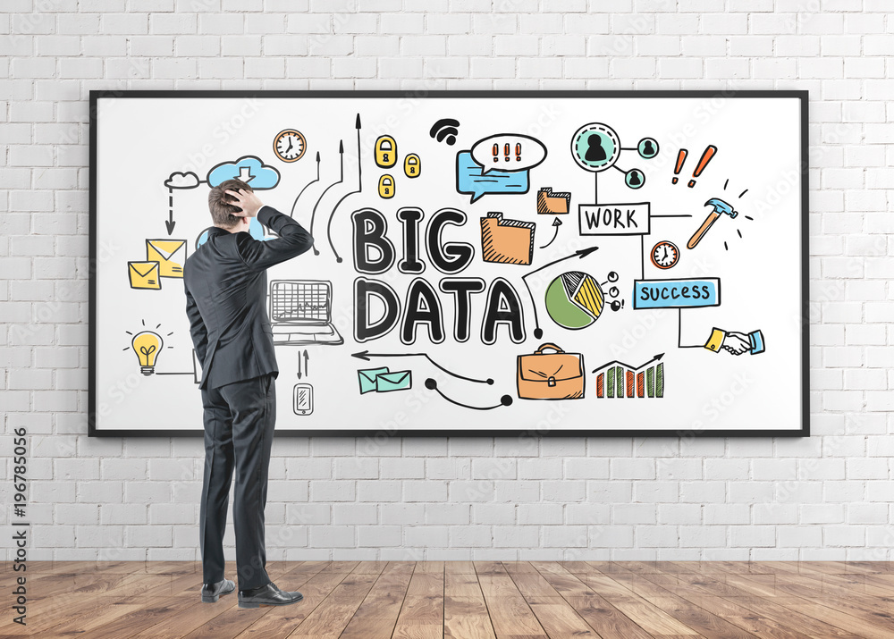 Confused businessman, rear view, big data Stock Photo | Adobe Stock Confused businessman, rear view, big data Stock Photo | Adobe Stock