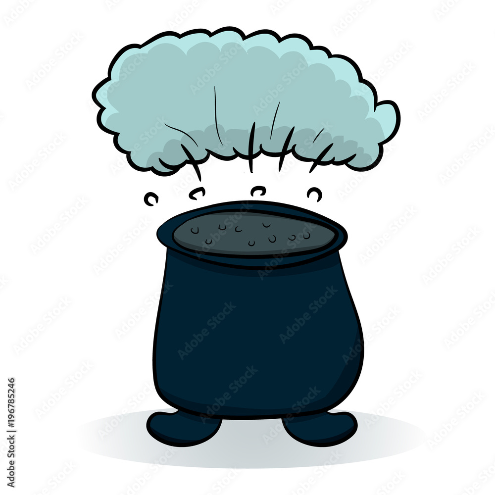 pot of boiling potion. Vector graphics. Hand drawing. Stock ...