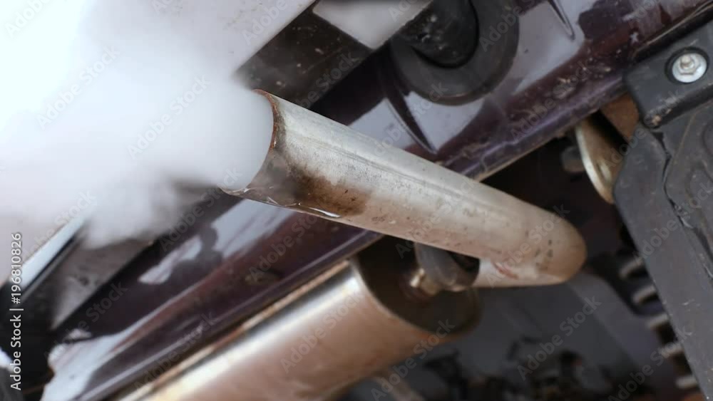 Exhaust winter start with condensation drops Stock Video | Adobe Stock