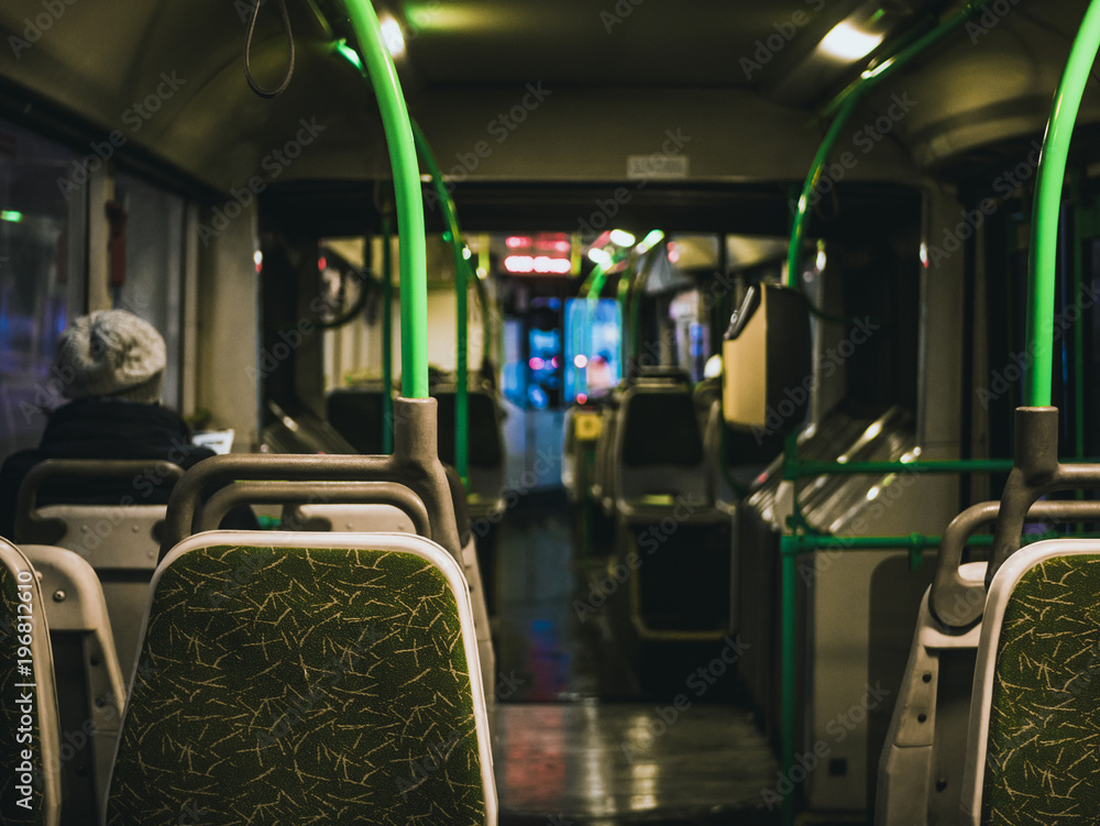 night view in the bus interior modern Stock Photo | Adobe Stock