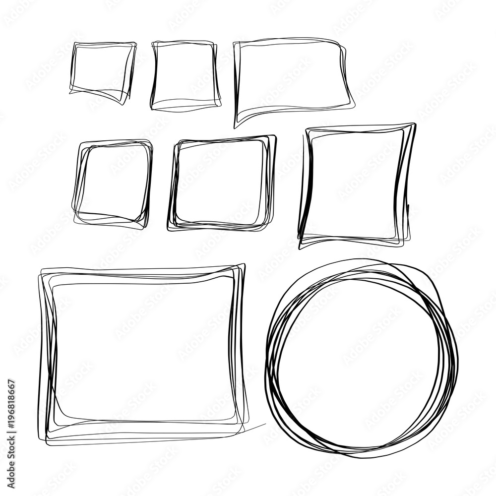 rectangular highlight frame markers vector illustration sketch hand ...