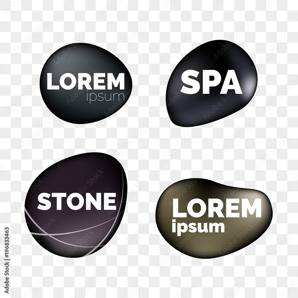 SPA stones 3D isolated realistic icons on transparent background for ...
