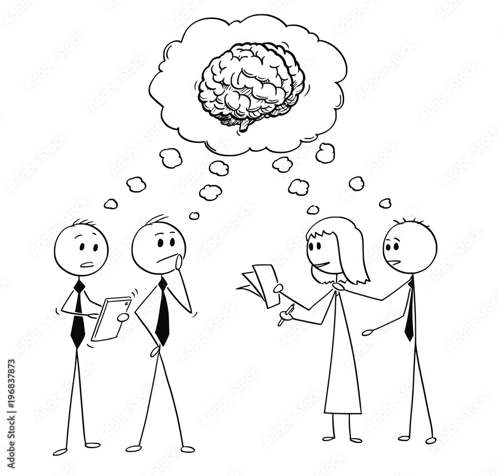 Cartoon stick man drawing conceptual illustration of business team or ...