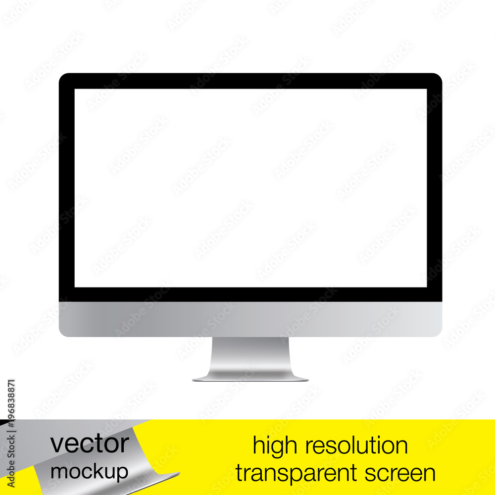 Monitor, vector illustration. Transparent screen, vector mockup Stock ...
