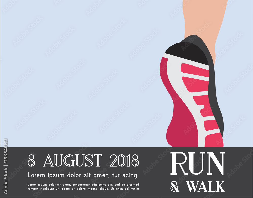 athlete runner feet running or walking on road . running poster ...