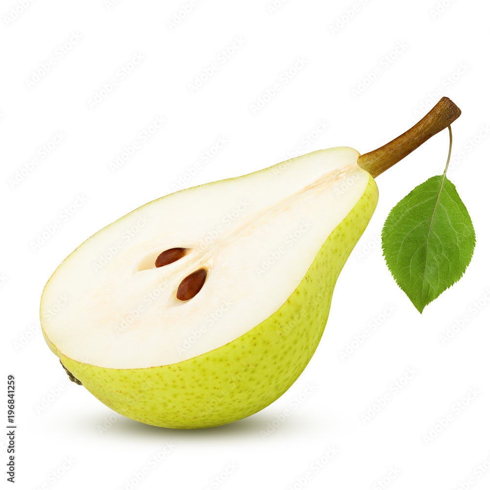 half pear, slice, isolated on white background, clipping path, full ...