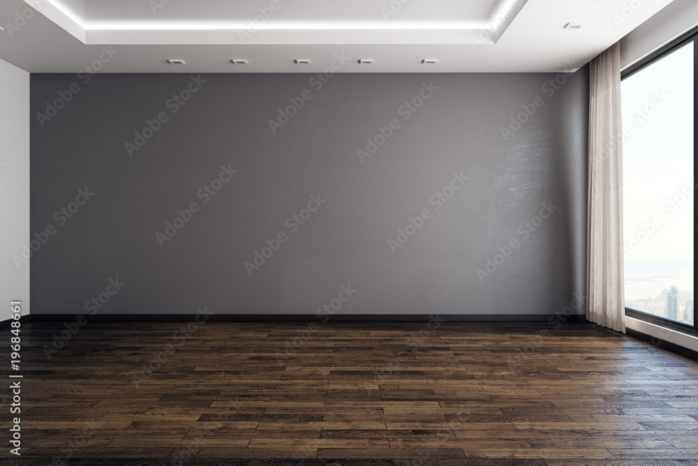 Modern interior with empty wall Stock Photo | Adobe Stock