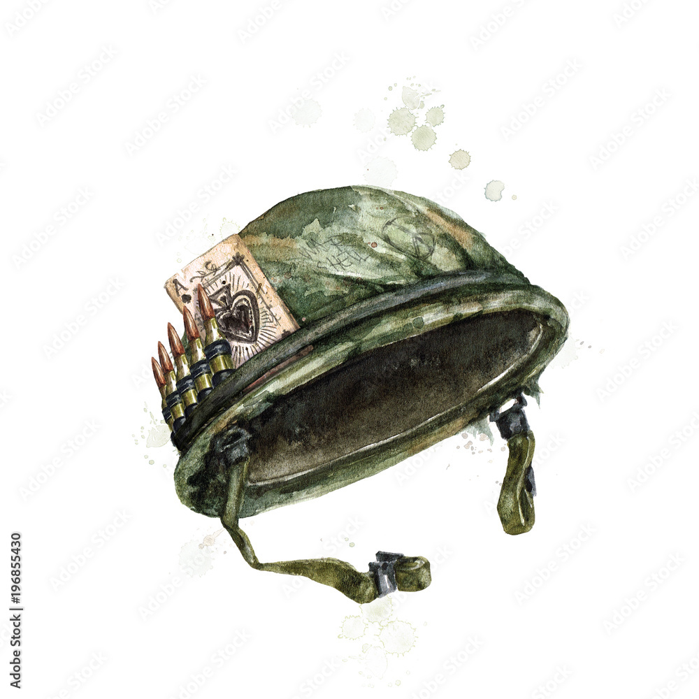 Soldier Hat. Watercolor Illustration. Stock Illustration | Adobe Stock