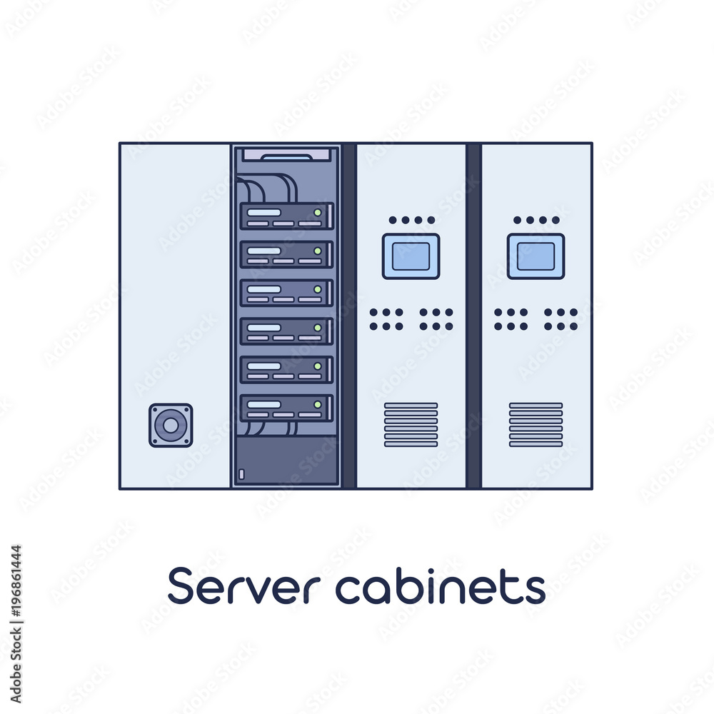 Server Room with Cabinets Stock Vector | Adobe Stock