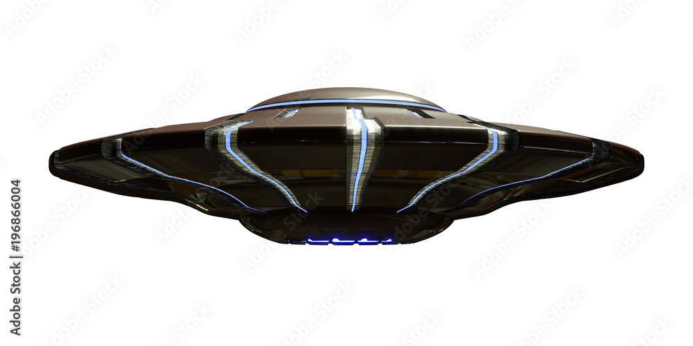 UFO, alien spaceship with extraterrestrial visitors, flying saucer from ...