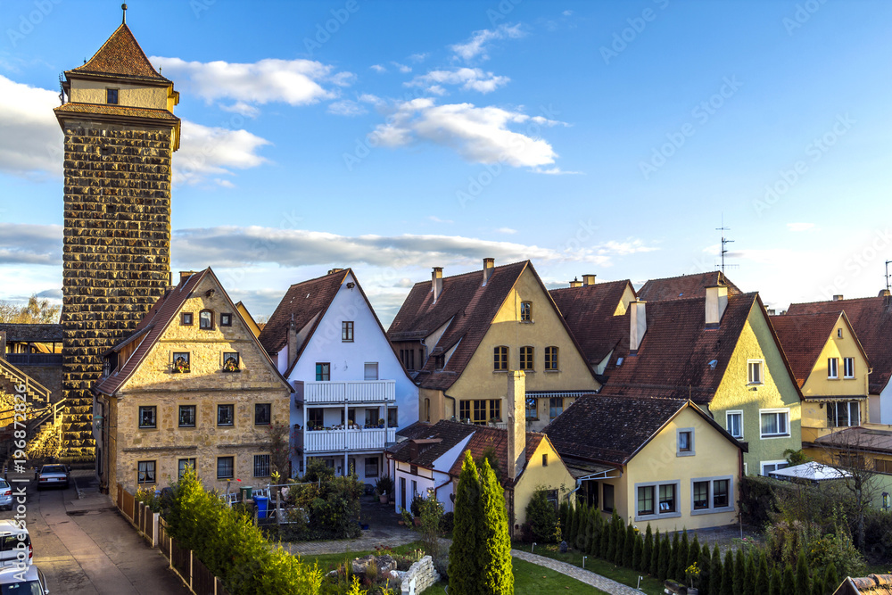 Old houses in Rothenburg ob der Tauber, picturesque medieval city in ...