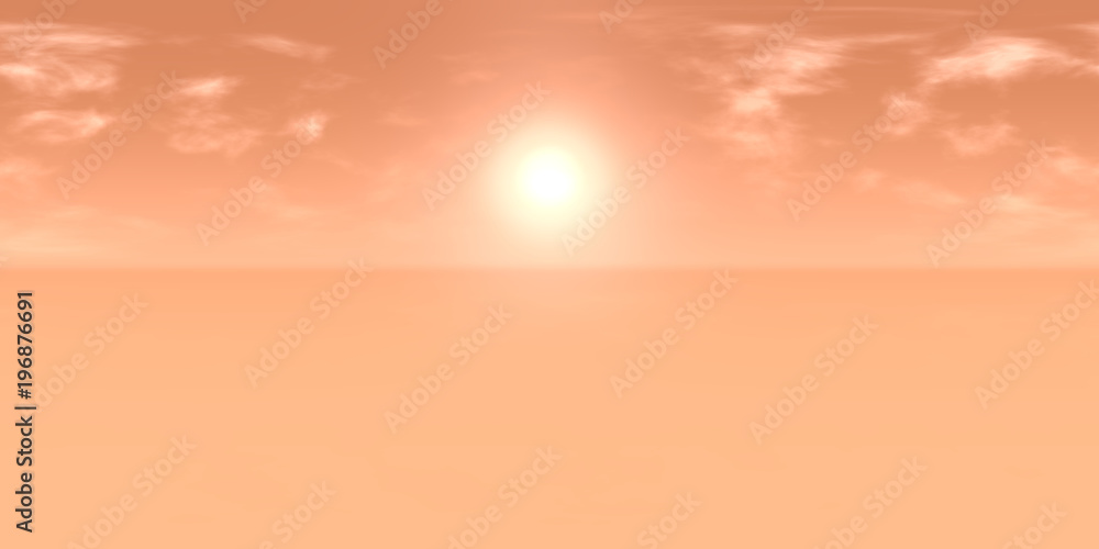 10k HDRI map: sun in cloudy red sky over an desert landscape on an ...