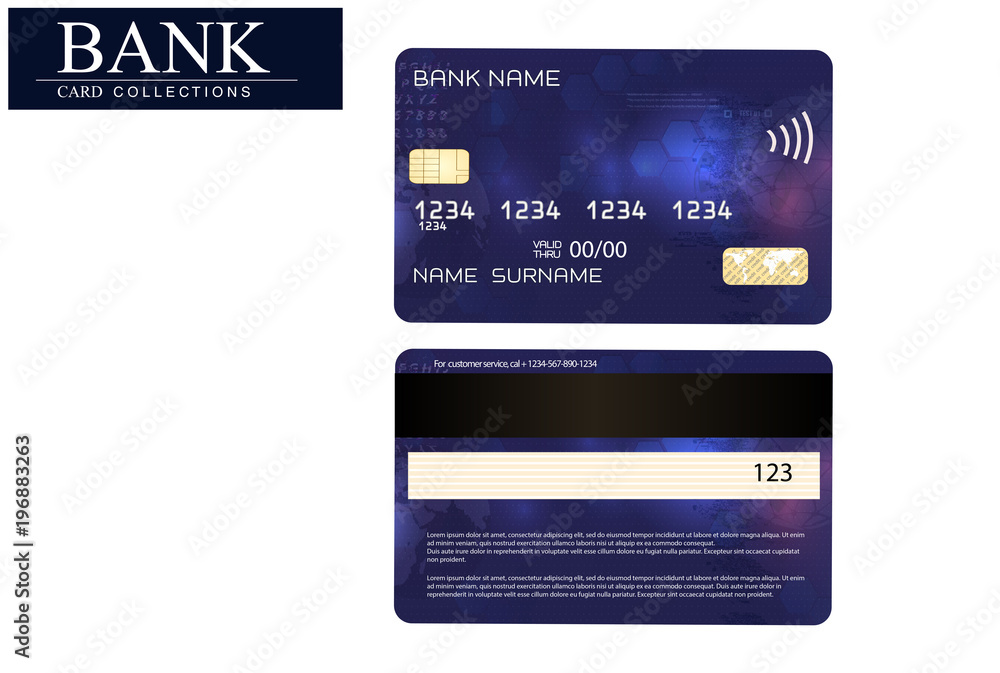 Vector illustration of detailed glossy black futuristic credit card ...