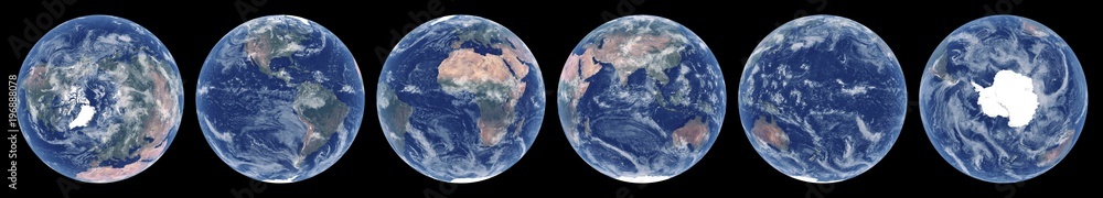 Earth from space. Set of satellite images of planet Earth. Realistic ...