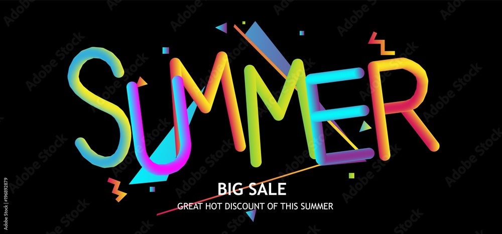 retro style summer sale, discount poster, banner black background ...