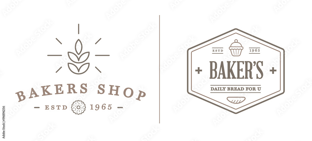 Set of Raster Bakery Pastry Elements and Bread Icons Illustration can ...