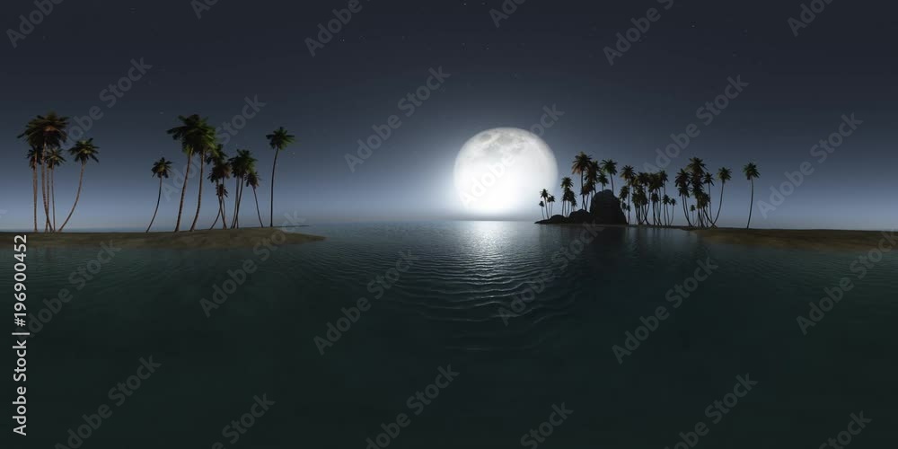 Video Stock vr 360 panoramic of tropical island beach at night. made ...