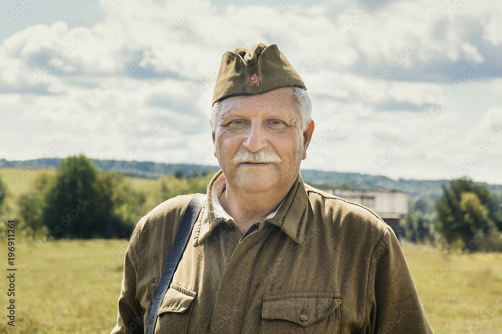 Soviet soldier in uniform of the World war 2 period, historical ...