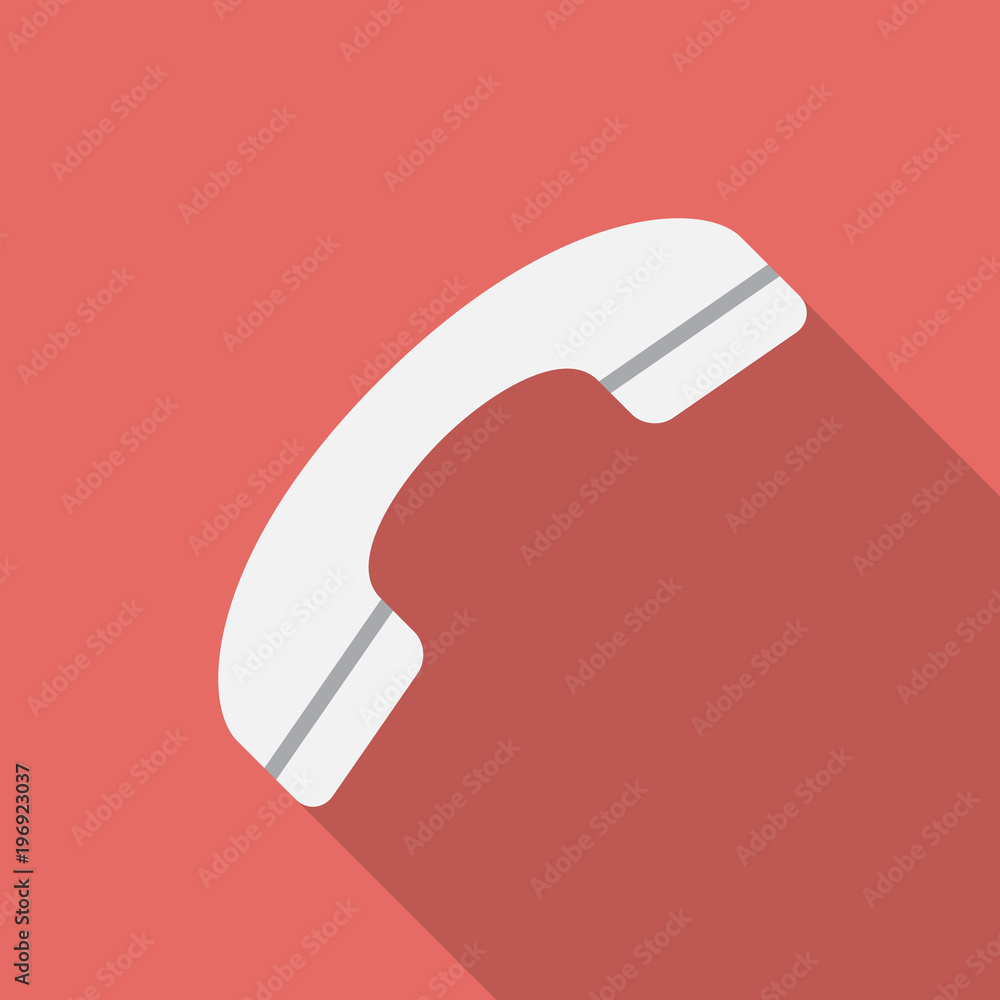 Phone icon with long shadow. Flat design style. Handset simple ...