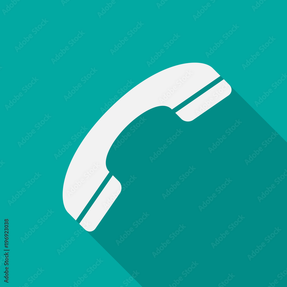 Phone icon with long shadow. Flat design style. Handset simple ...