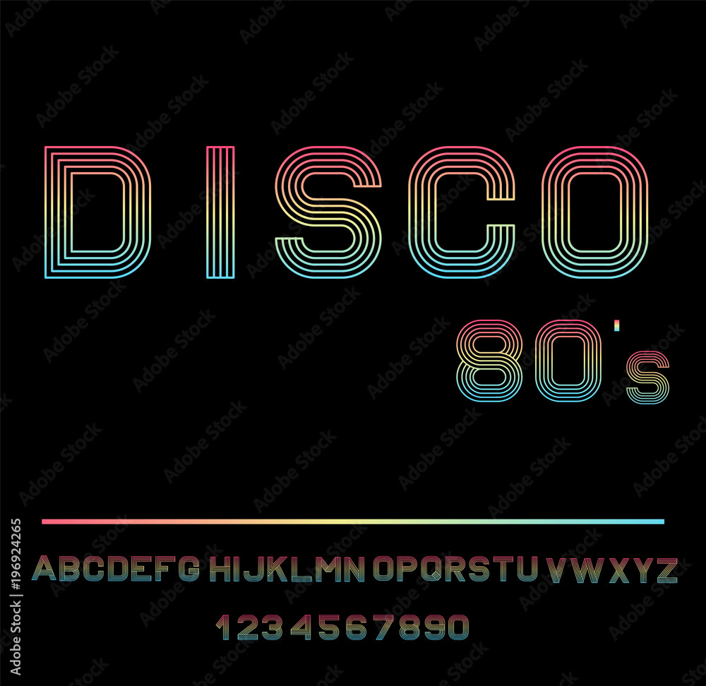 Disco Alphabet. 80 s Retro Font. Vector disco alphabet Stock Vector ...