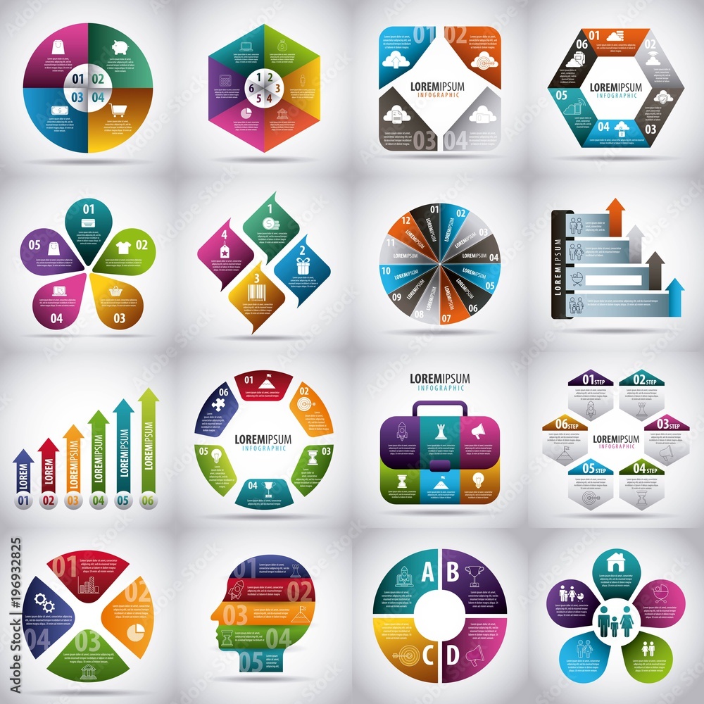infographics set diagram arrows graph presentation idea cycle chart ...