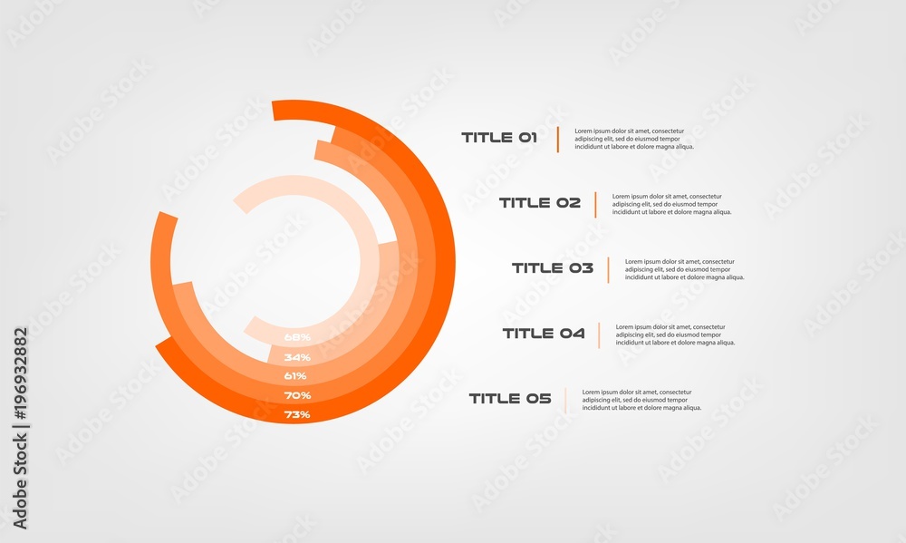 Circular chart color infographics step by step in a series of circle ...