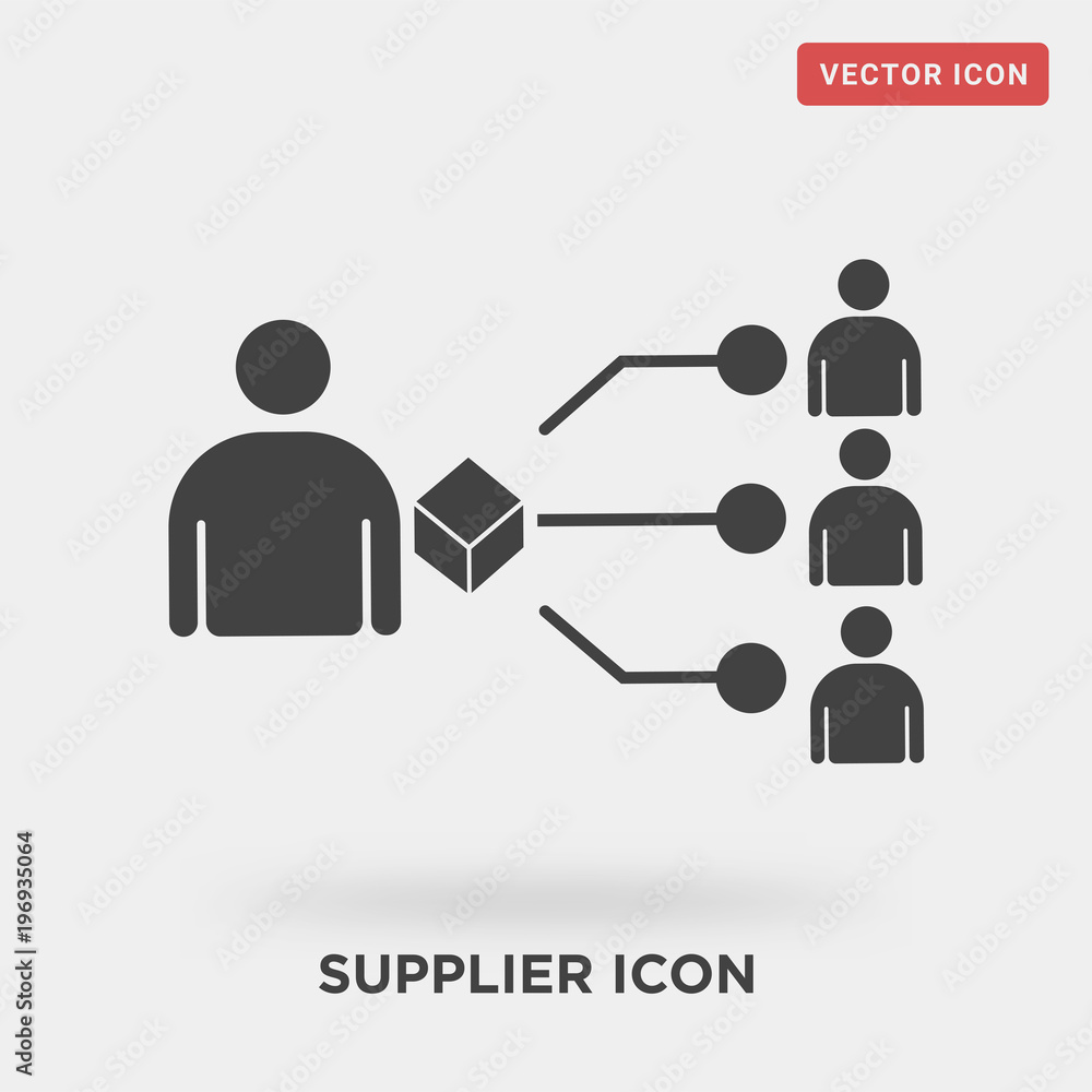 supplier icon on grey background, in black, vector icon illustration ...