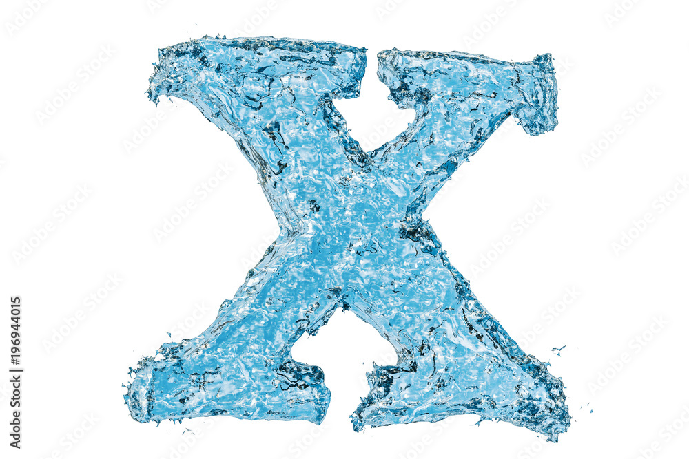 Water letter X, 3D rendering Stock Illustration | Adobe Stock