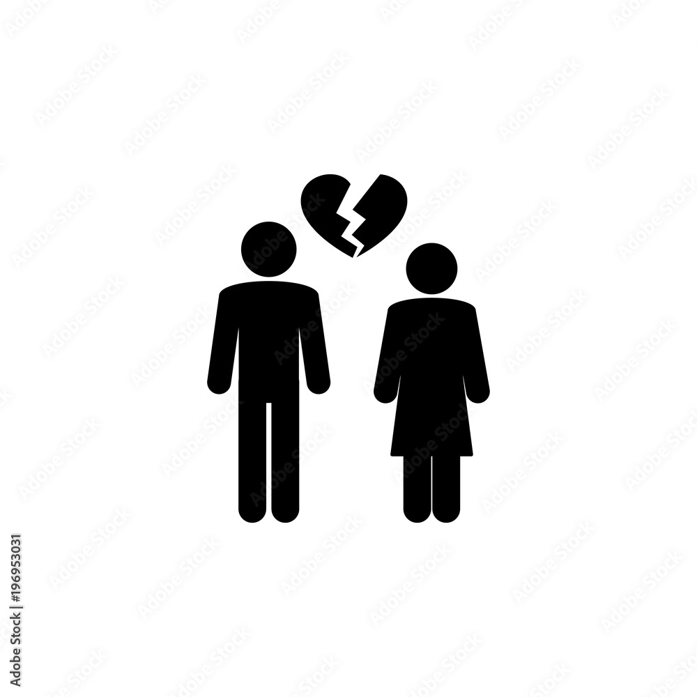 broken heart couple icon. Element of wedding and divorce elements ...