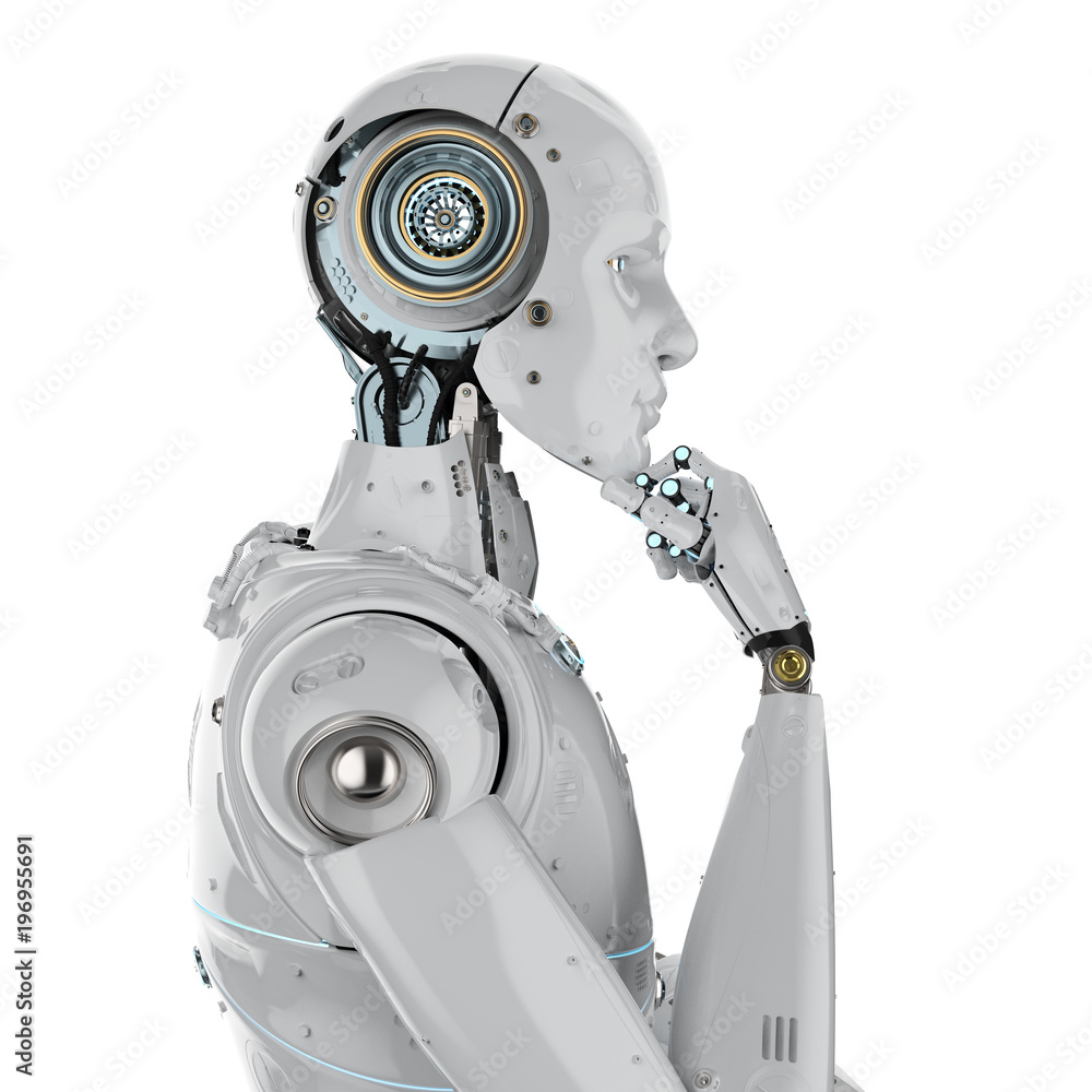 humanoid robot thinking Stock Photo | Adobe Stock