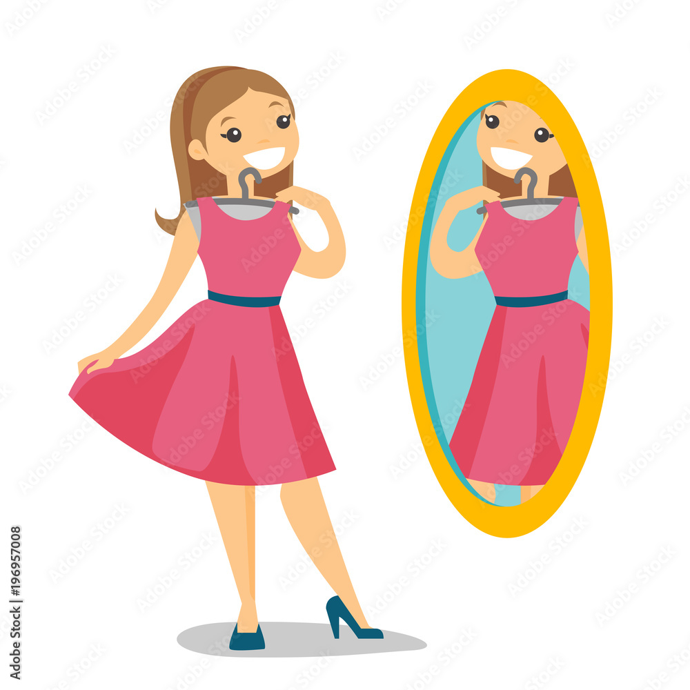 Cartoon Girl Putting On Clothes