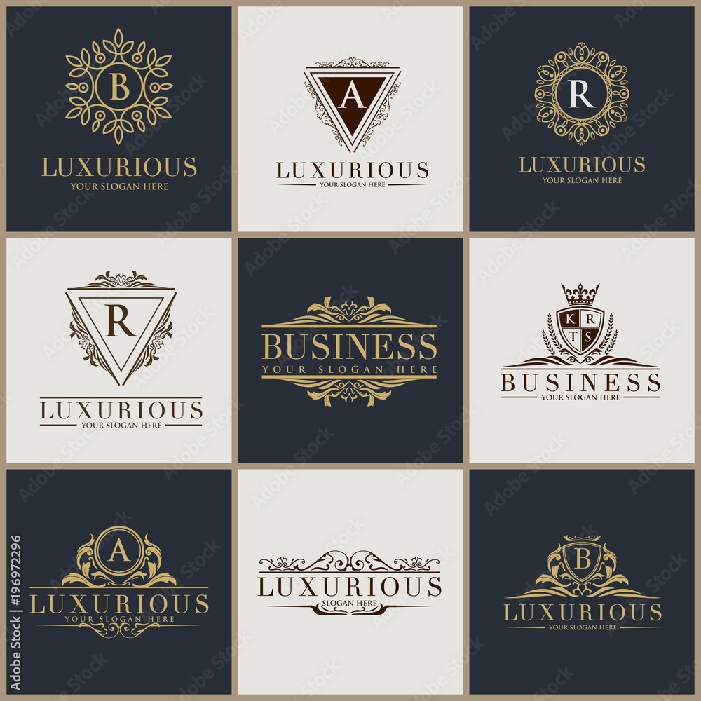 Luxury Letter Logo Set, Luxury Logos template flourishes calligraphic ...