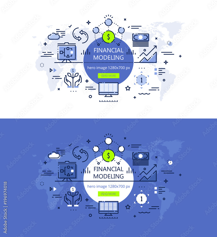 Financial modelling linear banner set Stock Vector | Adobe Stock