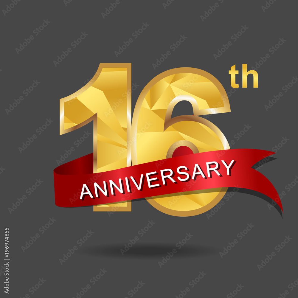 16th anniversary, aniversary, years anniversary celebration logotype ...