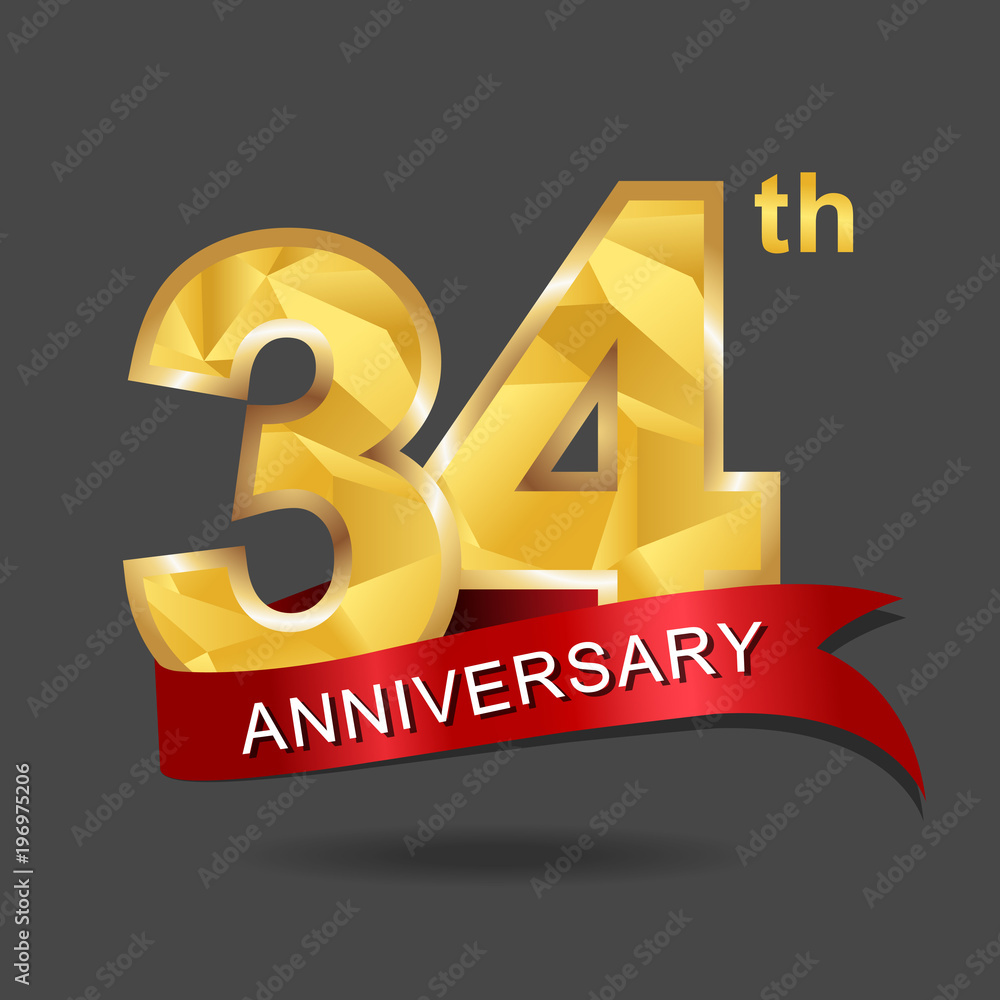 34th anniversary, aniversary, years anniversary celebration logotype ...
