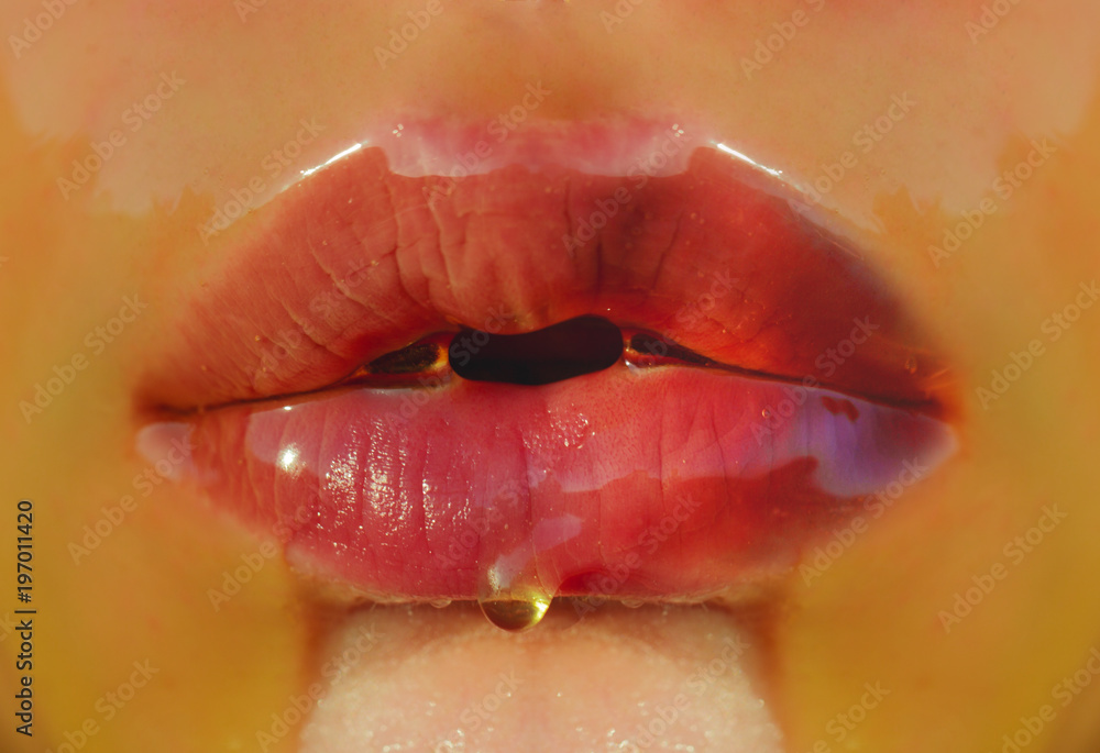 Sweet Sexy Lips Temptation Concept Sweet Taste On The Female Body