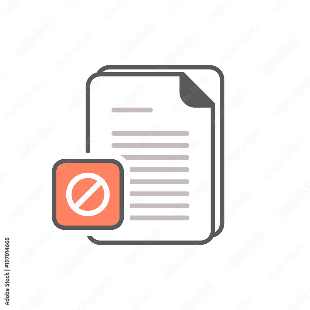 Document Icon With Not Allowed Sign Document Icon And Block Forbidden 